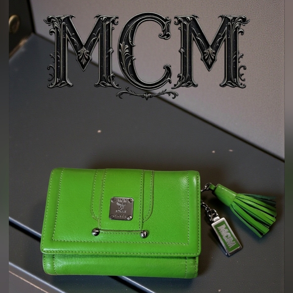 MCM | Bags | Mcm Green Leather Trifold Wallet Great Condition | Poshmark